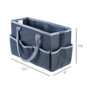 Large Craft Storage Tote Bag with 10 Pockets | Scrapbooking, Sewing, Art Supplies, Organizer Caddy with Handles | Perfect Carrying Case for Travel, School, Medical or Office Supplies | Black