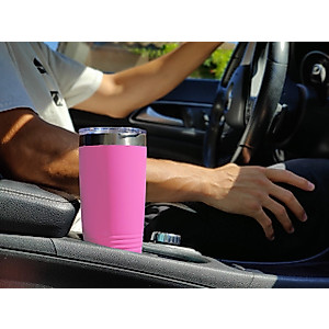 LaserGram 20oz Vacuum Insulated Tumbler Mug, Jet Fuel Only, Personalized Engraving Included (Pink)