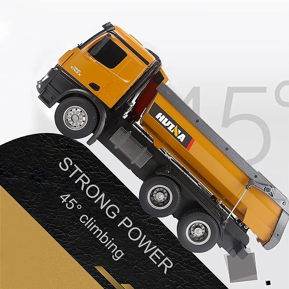Fistone RC Dump Truck 1/14 Scale 10 Channel Alloy Die-cast 2.4G Remote Control Construction Vehicles Toys with Lights for Kids and Adults