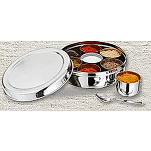 SHREESHANAIK Stainless Steel Masala Box,Stainless Steel Masala Dabba, Stainless Steel Spice Container, Indian Kitchen Spice Box for Chefs