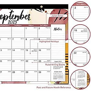 2023-2024 Desk Calendar - 18 Months Large Desk Calendar from Jan 2023 - Jun 2024, 17" x 12", Desk Calendar 2023-2024 with 2 Corner Protectors, Ruled Blocks with Julian Dates, Perfect Desk Calendar