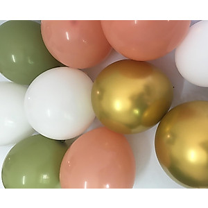 Bridal Shower Decorations Sage Green - Peach Olive Green Boho Bachelorette Party Decorations with Balloons Tissue Paper Flower Pompoms and Tassel Garland (Sage green + Peach)