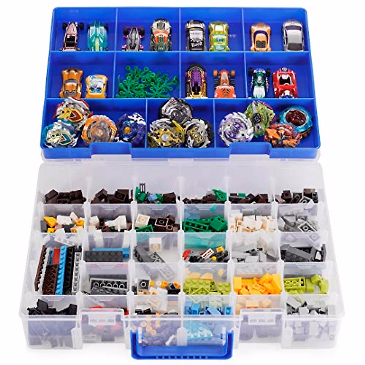 Bins & Things Toy Storage, Toy Organizer and Storage with 30 Compartments - Toy Box Display Case Compatible with Hot Wheels, Lego, lol Surprise, Matchbox, Barbie - Hot Wheels Organizer, Lego Storage