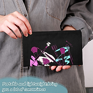 Weewooday 50 Pieces Canvas Cosmetic Bags Sublimation Canvas Makeup Bags with Zipper Pouch Bags Plain Makeup Pouch Blank DIY Craft Bags for Travel Stationery Cosmetic (Black)