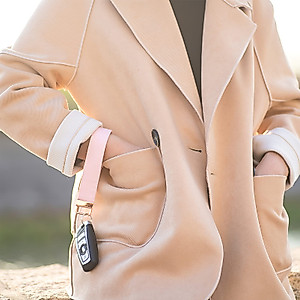 LNKRE JEWELRY Women Pink Fabric Keychain Wristlet - Cute Solid Colored Short Strap Lanyard for Phone, Camera, Car Key