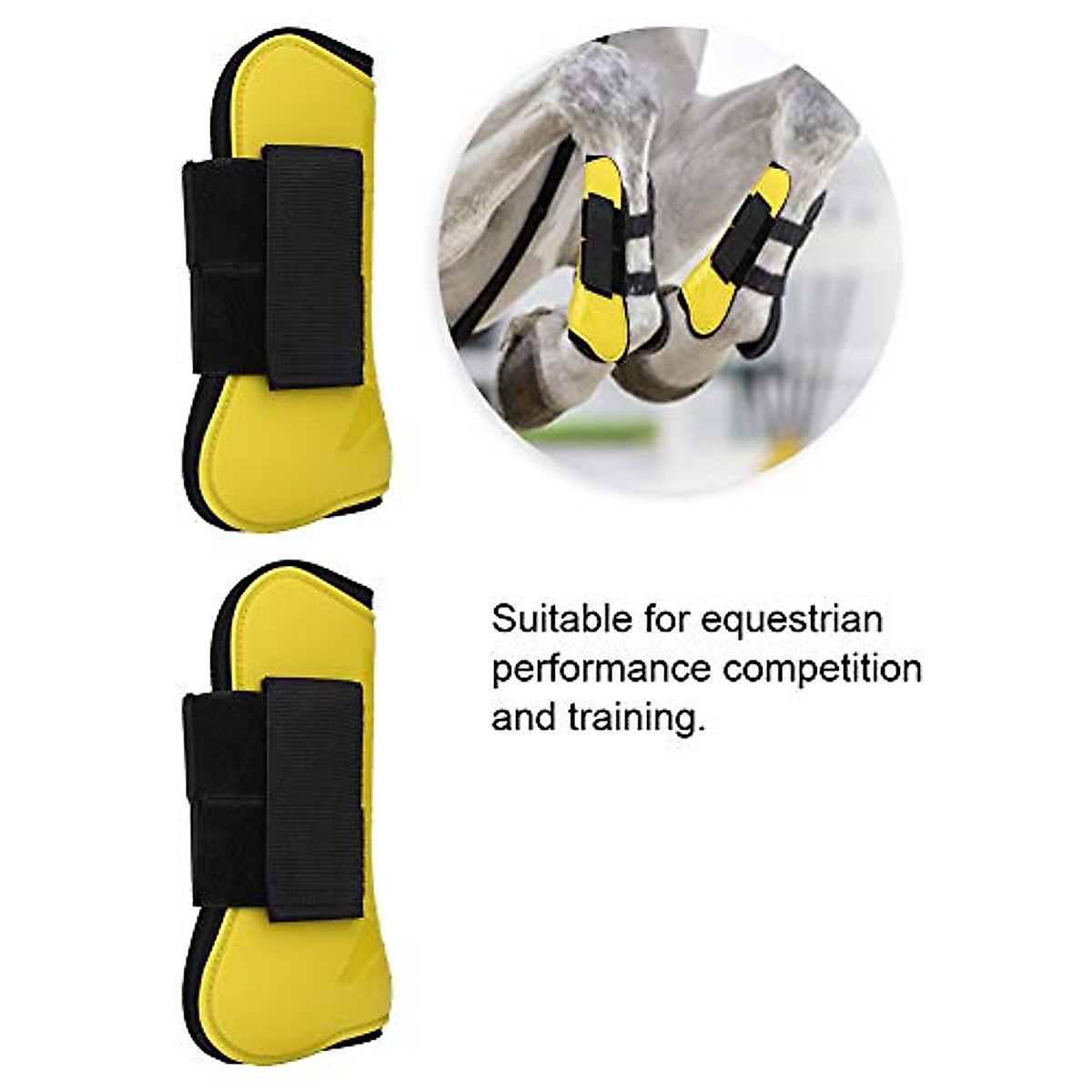 ViaGasaFamido 1 Pair Horse Support Boots, Open Front Jumping Tendon Horses Boots for Jumping Trail Riding and Turnout (Yellow)