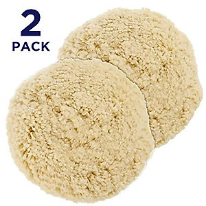 TCP Global 6" 100% Wool Hook & Loop Grip Buffing Pad for Compound Cutting & Polishing (Pack of 2)