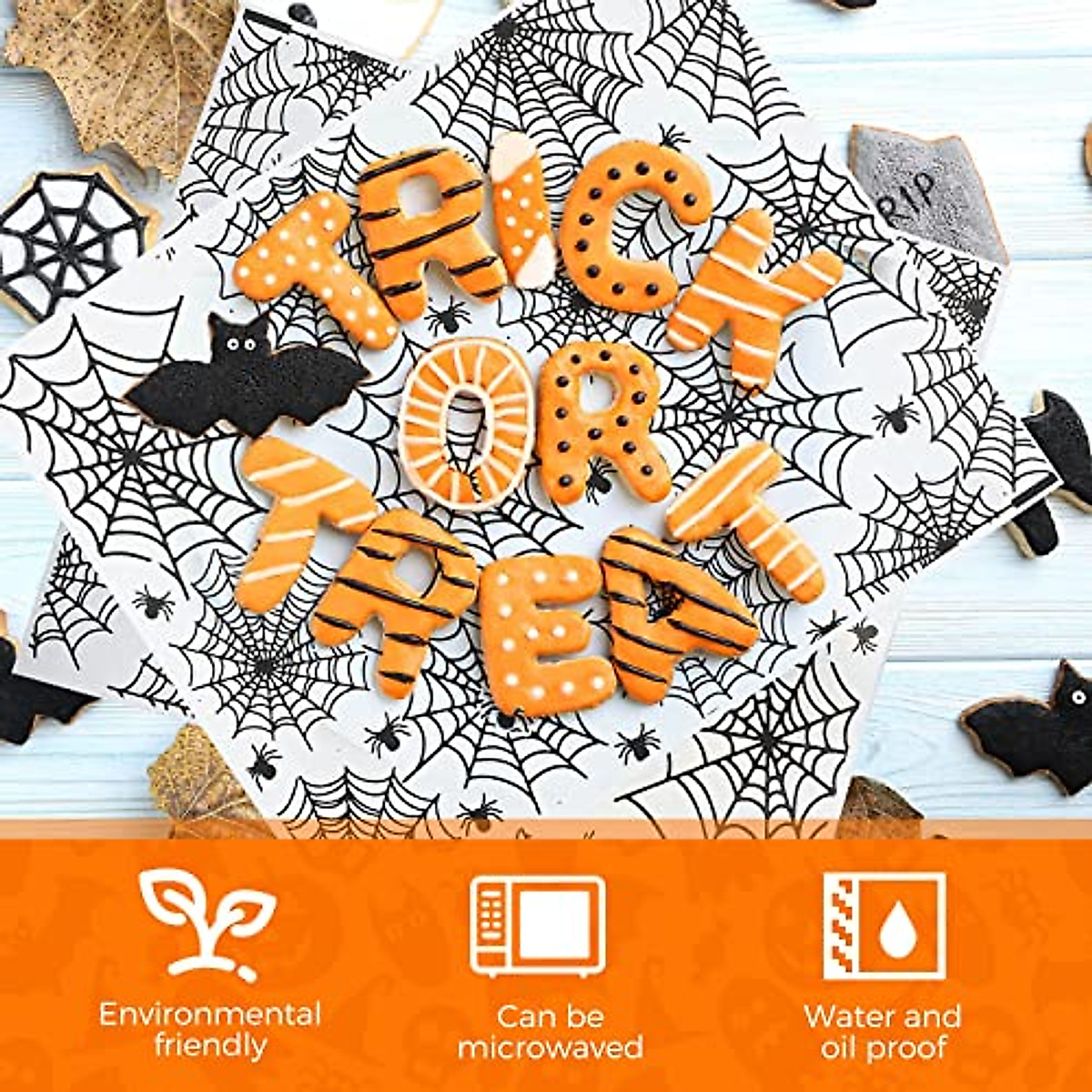 150 Pcs Halloween Themed Wax Paper Sheet Food Sandwich Wrapping Paper Waterproof Oil Proof Deli Paper Sheets Deli Sheets Food Picnic Paper Liners Wrapping Tissue for Kitchen Food Supply (Black Spider)