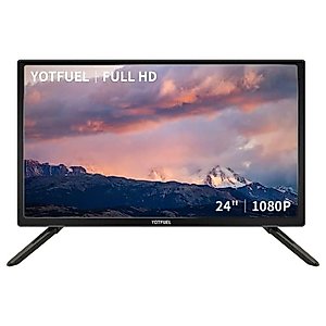 YOTFUEL 24-Inch Full HD 1080p Small TV with Built-in HDMI, USB, VGA,Optical and RF 24” LED TV