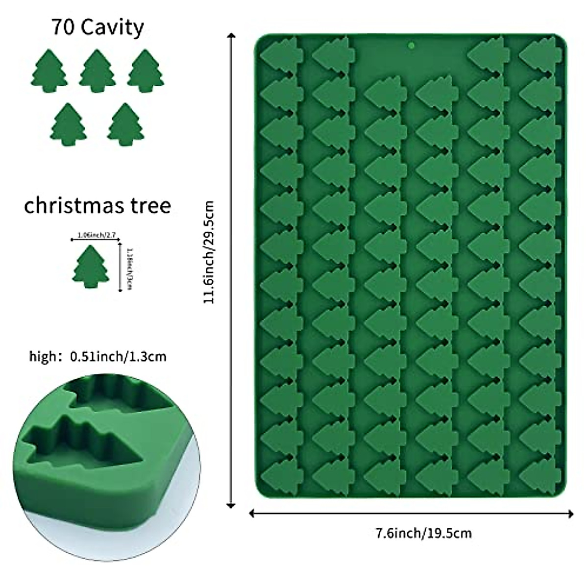 Christmas Tree Silicone Molds 140 Cavity Mini Gummy Mold Food Grade Dog Treat Molds for Christmas Gummy, Candy, Chocolate, Biscuit, Jelly, Dog Cookie