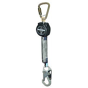 FallTech 72706SB1 MINI DuraTech 6' Compact Web Self-retracting Lifeline - 6' Mini SRD Single-Leg Steel Carabiner and Steel Snap Hook, 6', Black