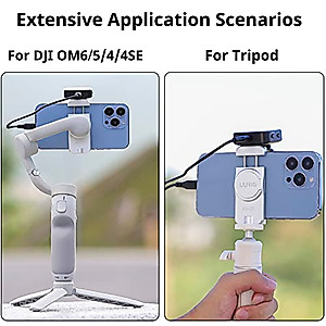 HAFOKO OM6 Metal Magnetic Phone Holder with Cold Shoe for Microphone Smartphone Tripod Mount Compatible for DJI OM 6 /OM 5/OM 4 Smartphone Handheld Gimbal Stabilizer Accessories