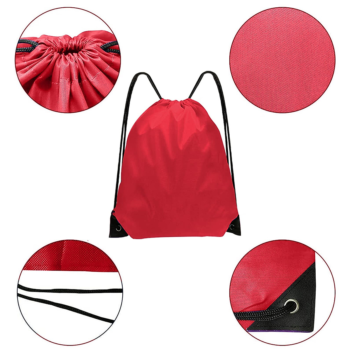 Grneric Drawstring Bags 28 Pcs String Backpack Bulk Cinch Bag Sackpack for Men Women Gym(Red)