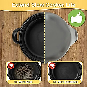 Sdpeia 3 Pack Slow Cooker Liners, Reusable Silicone Crock Pot Liners Fit 7-8 Quarts Crockpot, BPA Free/Leakproof/Slow Cooker Accessories Cooking Liner with Free Cleaning Sponge