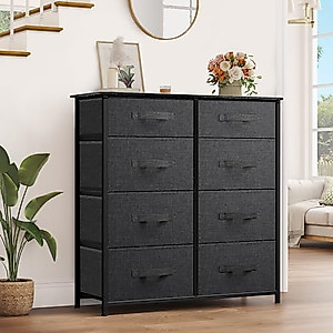 YITAHOME Storage Tower Unit with 8 Drawers - Fabric Dresser with Large Capacity, Organizer Unit for Bedroom, Living Room & Closets - Sturdy Steel Frame, Wooden Top & Easy Pull Fabric Bins (Graphite)