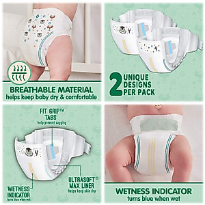 HAO M Mark Premium Baby Diapers - Size 4 (22-37 lbs) 210 Count W/Moist Towelettes