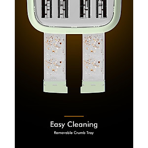 4 Slice Toaster, Extra Wide Slots, Longdeem Retro Stainless Steel Toasters, 6 Browning Options, Lift + Look, Auto Shut Off & Frozen Function, Toast Fruit Bread, Bagel & Waffle, Pastel Green