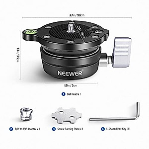 NEEWER Tripod Leveling Base (⌀50mm) Camera Leveler, Bubble Level Aluminum Adjusting Plate with 1/4" 3/8" Mounting Screw Compatible with Canon Nikon Sony DSLR Camera Camcorder, GM11