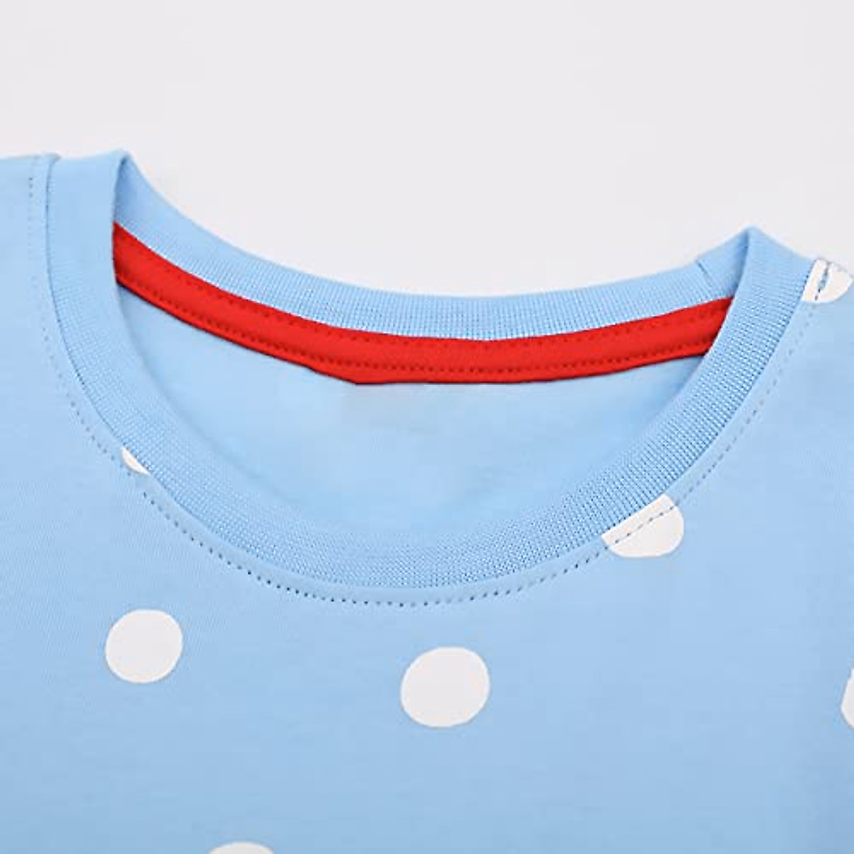 KISSOURBABY Little Girls Soft Summer Cotton Short Sleeve Dresses T-Shirt Casual Cartoon Dress(Blue White dots ladybug-7T)
