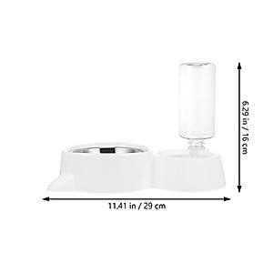 NUOBESTY Automatic Cat Dog Feeder Water Bowl Raised Whisker Fatigue Pet Plate Water Fountain Dispenser Dish Holder for Puppy Kitten Animals White