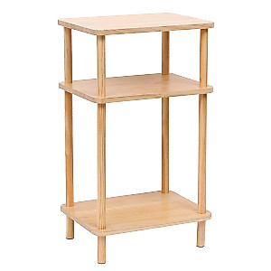 Kosmeey 1 Set Side Table, Wooden 3-Tier Narrow End Tables, Burlywood Nightstand Sofa Side Table Used for Small Spaces, Living Room, Bedroom (Burlywood)