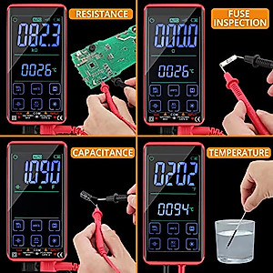 Proster Digital Multimeter TRMS Meter Voltage Current Capacitance Tester Temperature NCV (Touch Screen TRMS Meter)