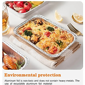 LUCKMETA 1 Lb Small Aluminum Foil Pans with Clear Lids (50 Pack), Disposable Cookware, Takeout Trays, Food Containers for Restaurants & Catering, Recyclable