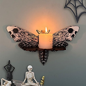 Mandydy Corner Shelf Wall Corner Shelf Crystal Display with Butterfly Moth Shape, Wooden Wall Mounted Shelf Floating Shelves for Bathroom Kitchen Office Living Room, Women Aesthetic Witchy Gift (C)