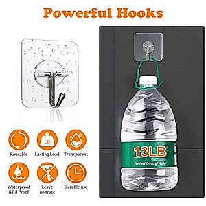 COLOGO Adhesive Hooks 24lb(Max) 60 Pack Heavy Duty Self Adhesive Hooks, Transparent Reusable Seamless Adhesive Wall Hooks for Kitchens, Bathroom, Office