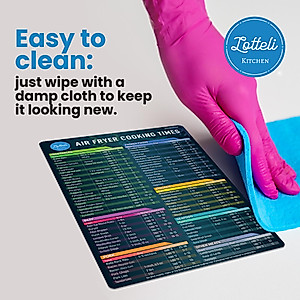 Air Fryer Magnetic Cheat Sheet Set, Air Fryer Accessories Cook Times, Airfryer Accessory Magnet Sheet Quick Reference Guide for Cooking and Frying (Black)