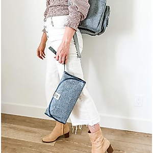 SnoofyBee - Portable Baby Changing Station: Compact, Clean-Hands Design with Dual Storage Pockets - Waterproof & Stylish (Heathered Grey)