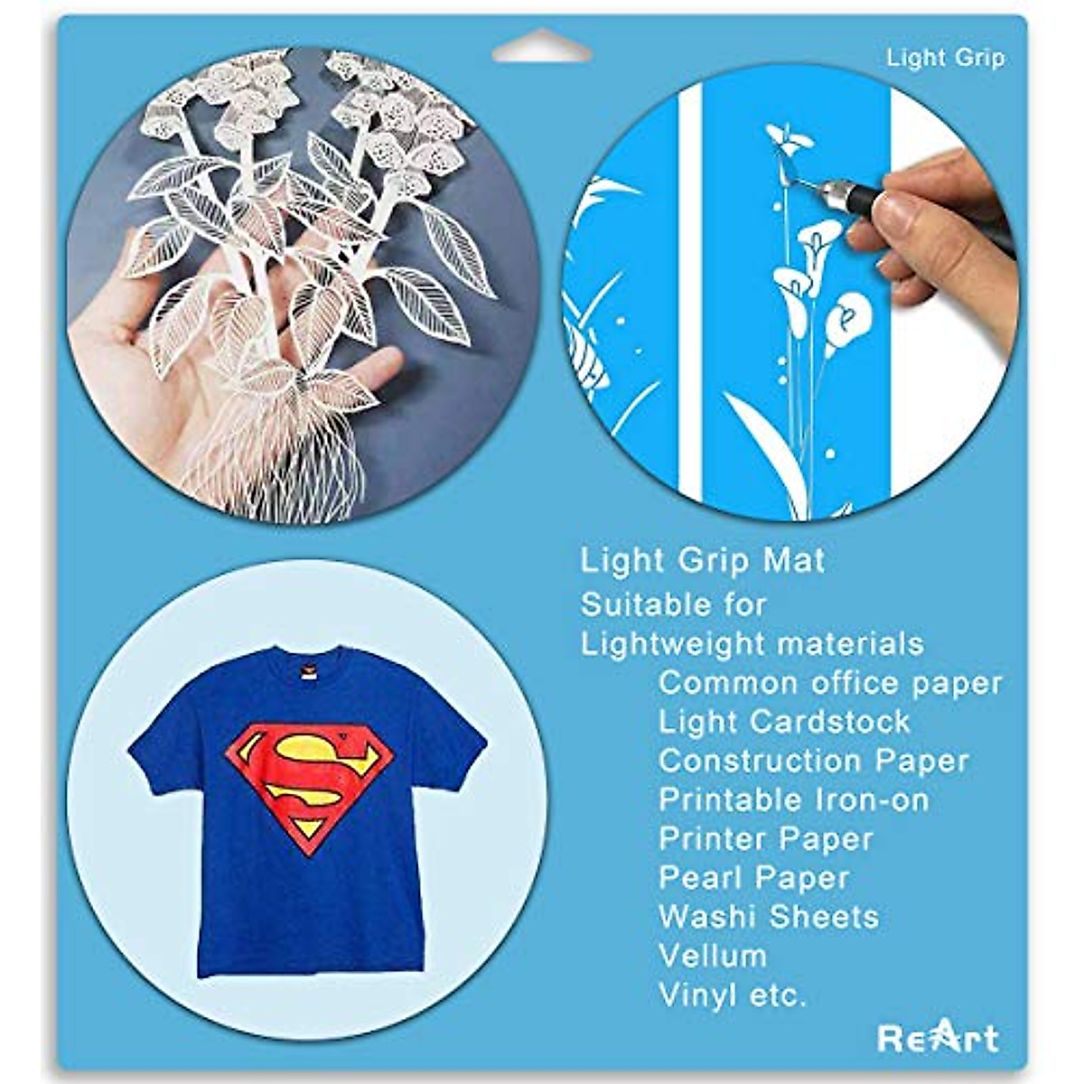 ReArt Cutting Mat Variety 6 Packs for Silhouette Cameo 4/3/2/1 - Strong, Standard, Light Grip, 12in x 12in x 3 Packs, 12in x 24in x 3 Packs.