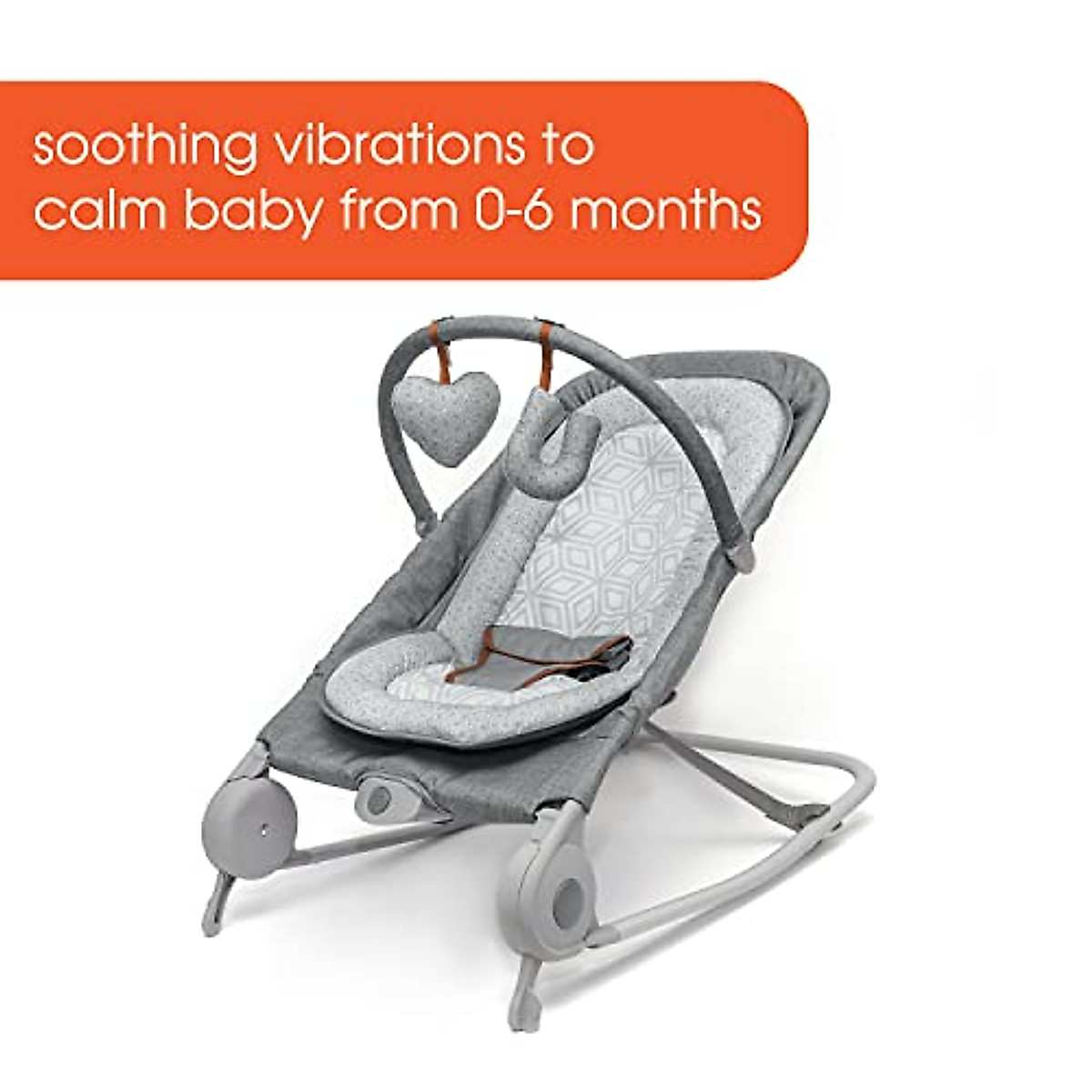 Summer 2-in-1 Bouncer & Rocker Duo (Heather Gray) Convenient and Portable Rocker and Bouncer for Babies Includes Soft Toys and Soothing Vibrations