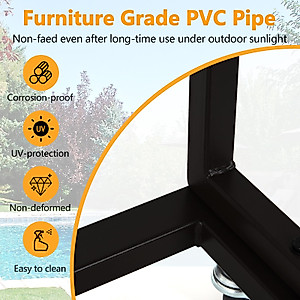 IDEALHOUSE Pool Towel Rack Outdoor with Wheels,PVC Trapedozal Outdoor Towel Rack for Pool,5 Bar Curved Towel Rack - Free Standing Poolside Storage Organizer,Towel Stand for Beach,Pool,Indoor,Black