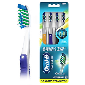 Oral-B CrossAction Max Clean Manual Toothbrush, Soft, 4 Count