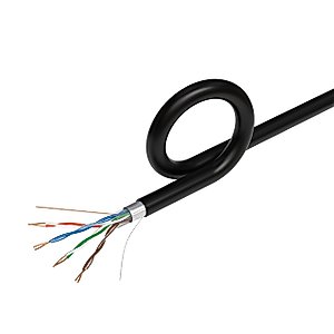 Cables Direct Online 1000FT Direct Burial CAT5e FTP Shielded Outdoor 24 AWG UV Resistant Cable Copper Clad Aluminum Wire Solid Weatherproof