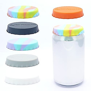 Soda/Beverage/Beer Saver Can Lids, Silicone Can Stopper Covers with No Spill - Fits standard Soda/Beverage/Beer cans (6 Pack, Assorted)