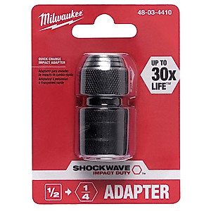 Milwaukee 48-03-4410 Shockwave 1/2-Inch Square by 1/4-Inch Hex Adapter, 3 Pack