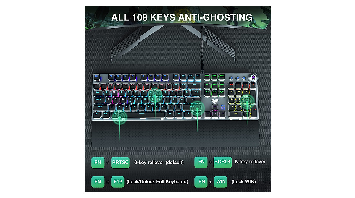 AULA Retro Typewriter Gaming Keyboard and Mouse Combo (F2088 Punk Blue ...