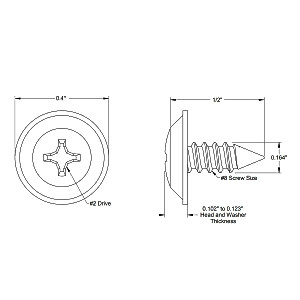 #8 X 1/2" Truss Head Wood Screws Phillips with Washer Zinc-Plated Steel(150 Pcs)