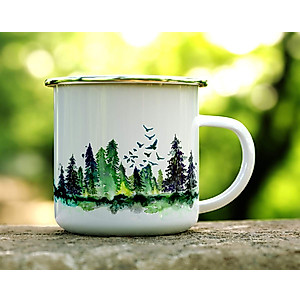 Get Lost Enamel Camper Mug, Camping Coffee Mug, Nature Outdoor Hiking Camp Lover Gift (12oz)