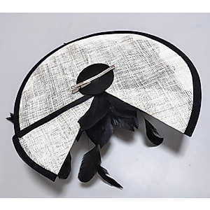 ORIDOOR Women Sinamay Fascinators Derby Church Tea Party Wedding Flower Feathers Headpiece with Headband Clips, Black, One Size