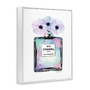 Stupell Industries Purple Flower Perfume Glam Fashion, Design by Amanda Greenwood White Framed Wall Art, 11 x 14, Blue,aa-536_wfr_11x14