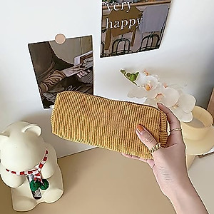 SANYETS 2 Pcs Makeup Bags, Corduroy Cosmetic Bag Set, Large Makeup Bag, Big Cosmetic Bags for Women, Portable Diaper Bag Organizer, Yellow Mama Bag, Travel Essentials