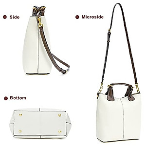 Women Hobo Shoulder Bag Leather Bucket Purse Crossbody Purse, White