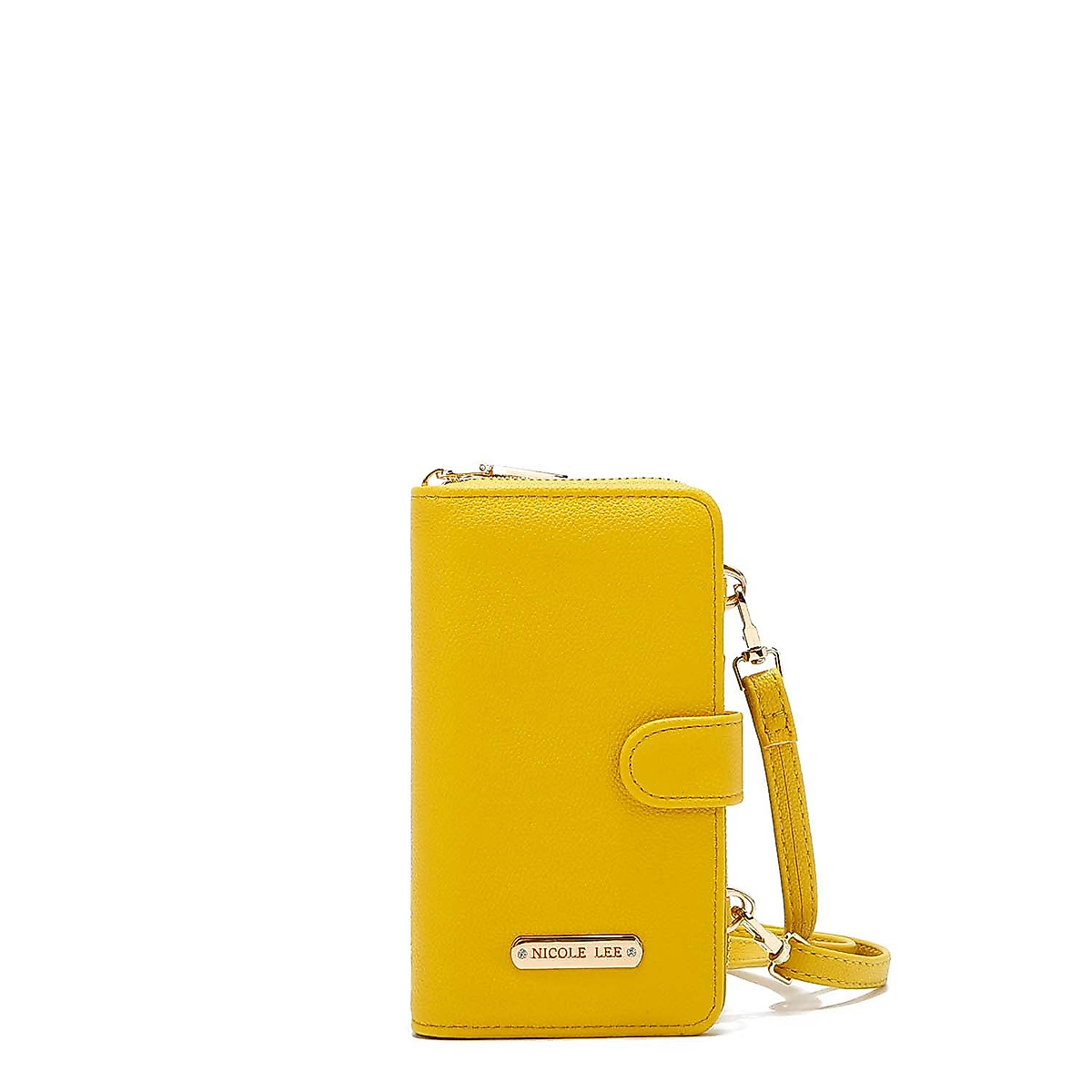 Nicole Lee 2 Pieces Phone Case Wallet Crossbody Wallet with Crossbody Strap, Vegan Leather, Phone Size Fits Most (MUSTARD)