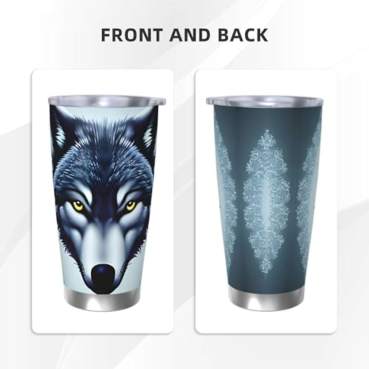 WXZYFP Car cup (single silver rim), can use a straw or drink directly, easy to use.Fierce wolf head