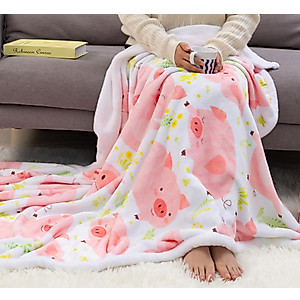 Zevrez Pig Blanket Cute Pink Pigs Pattern Throw Blankets Pig Gifts for Girls Women and Pig Lovers Pig Decor Themed Gifts (Pink Pig, 48"x60")