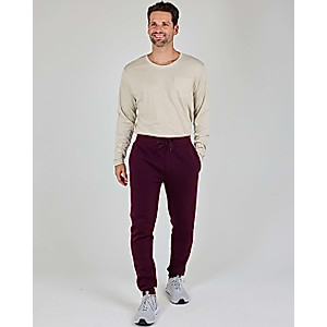 Real Essentials Mens Joggers Sweatpants Fleece Pants Sweat Clothing Pockets Baggy Elastic Cuffed Workout Bottom Athletic Soft Warm Winter Jogging Gym Active Track Work Tapered, Set 2, L, Pack of 3