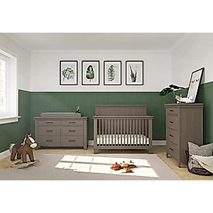 Denman 4-in-1 Convertible Crib, Modern Contemporary Baby Crib Converts to Toddler Bed, Day Bed and Full-Size Bed, 3 Adjustable Mattress Heights (Crescent Gray)